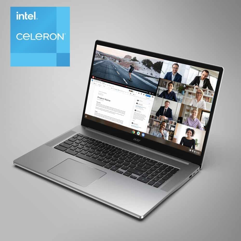 acer 2023 Newest Chromebook 317 Laptop | Intel Celeron N4500 | 17.3" Full HD IPS Display | 4GB LPDDR4X | 128GB eMMC + 256GB Micro SD Card | Chrome OS, Silver