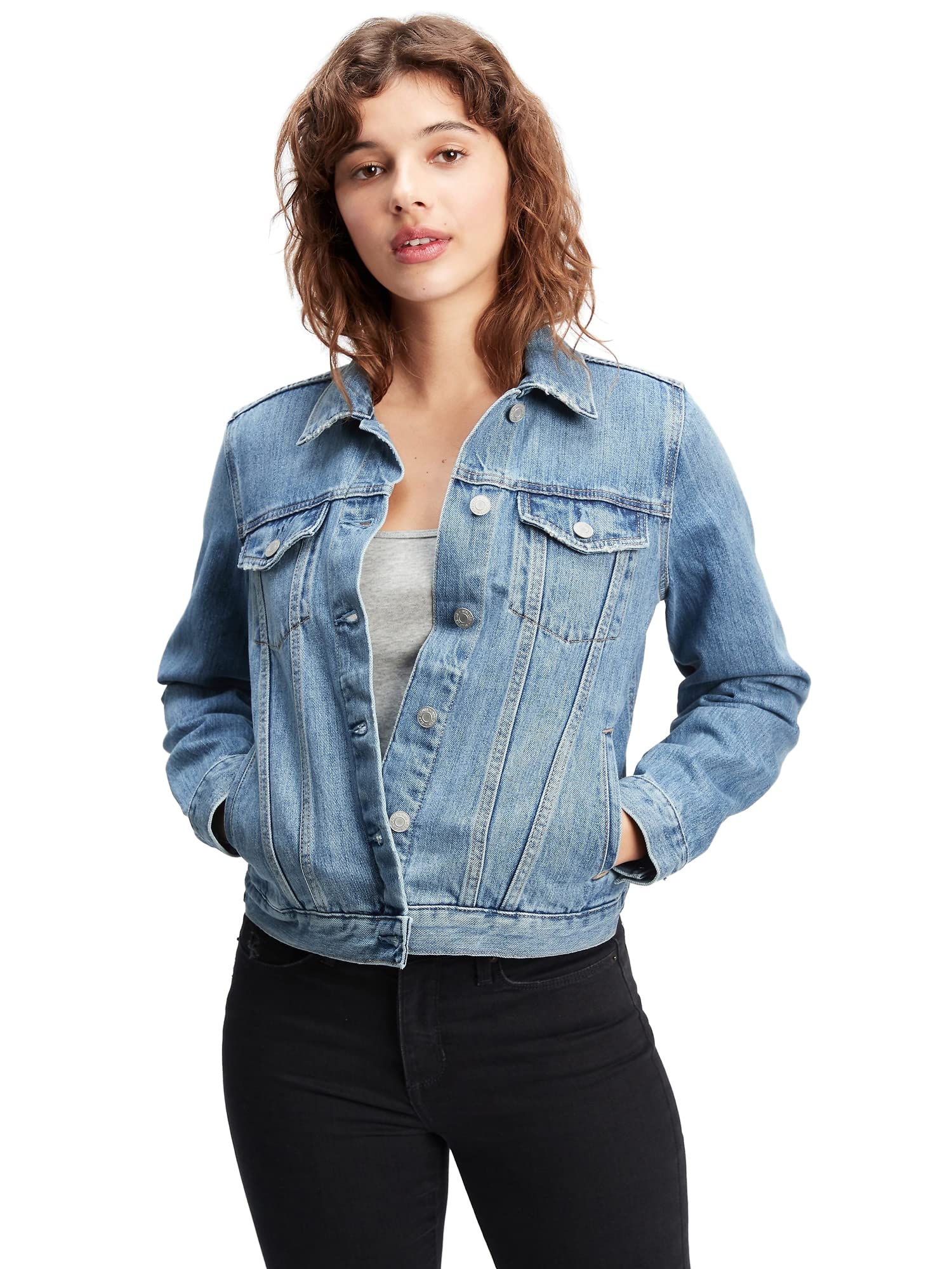 GAP womens Icon Denim Jacket, Medium Wash, X-Large US