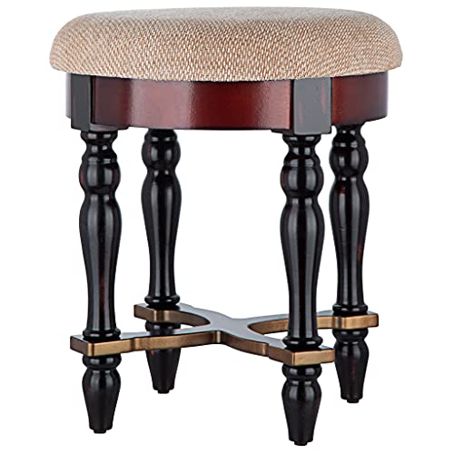 Design Toscano Grand Duchess Vanity Stool, 17 Inch, Walnut