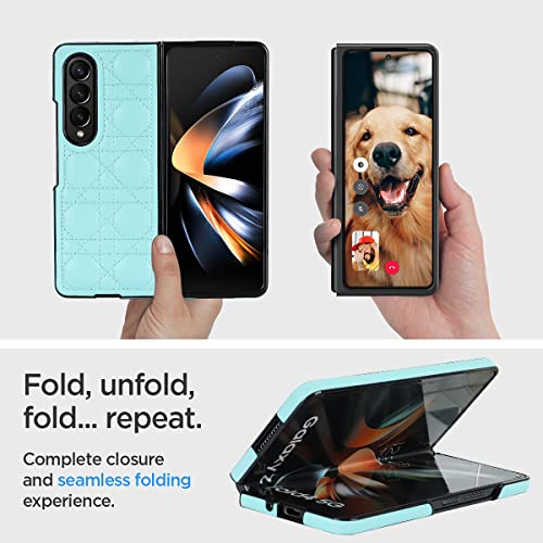 EAXER for Samsung Galaxy Z Fold 3 Case, Luxury Shockproof PU Leather Folding Phone Protective Case Cover (Light Blue)