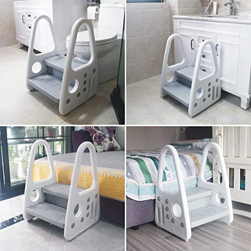 Gupamiga Toddler Step Stool for Kids,Toddler Step Ladder for Step Stool for Bathroom, Kitchen and Toilet Potty Training Learning Helper with Handles (Two Floors)