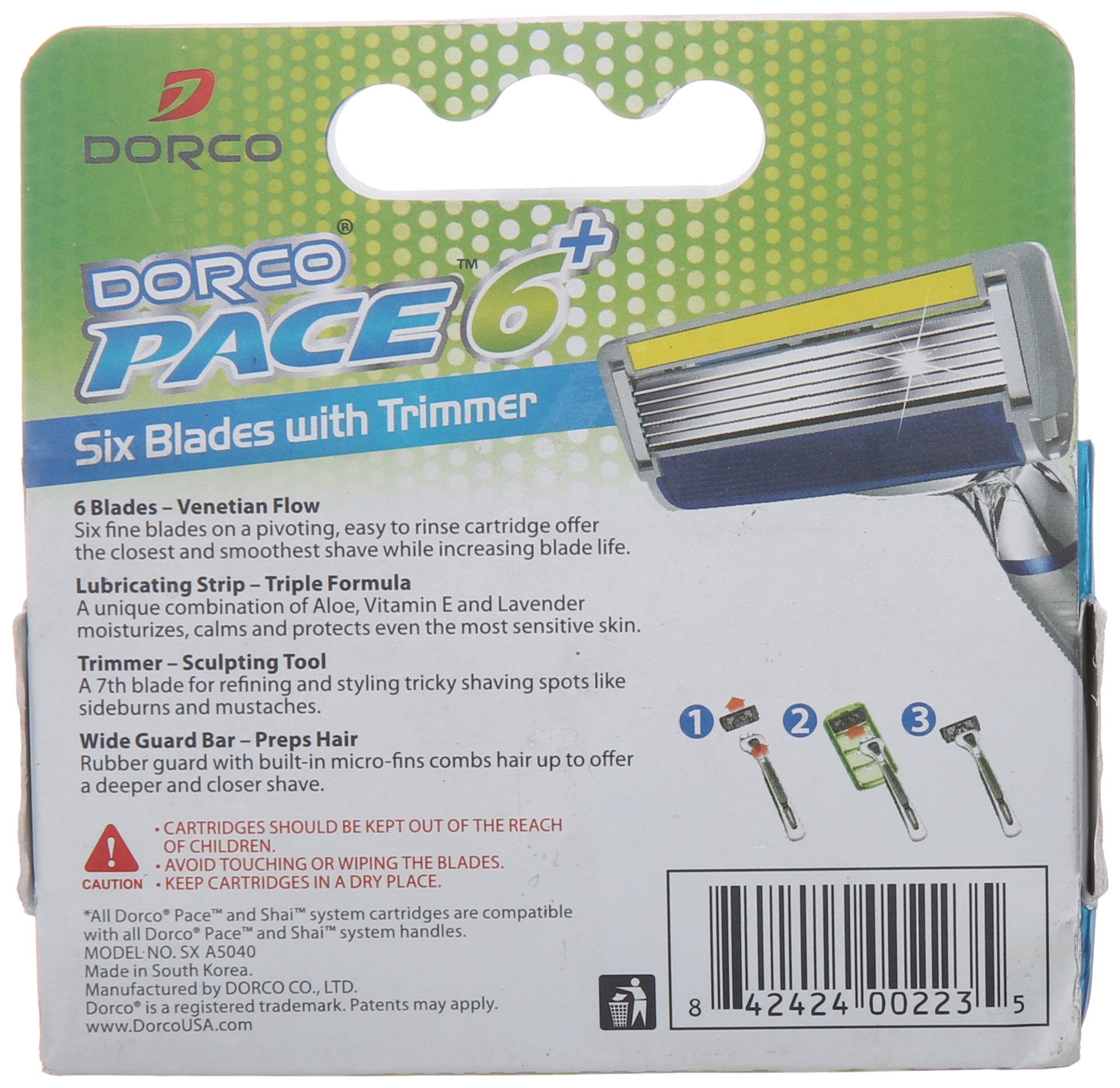 Dorco Pace Razor Blade Refills - 6 Blade Razor Cartridge For Men