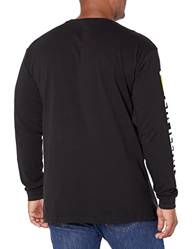 Caterpillar Men's Trademark Banner Long Sleeve Tee Shirts with Center Back Neck Wire Management Loop and CAT Logo, Black, X Large