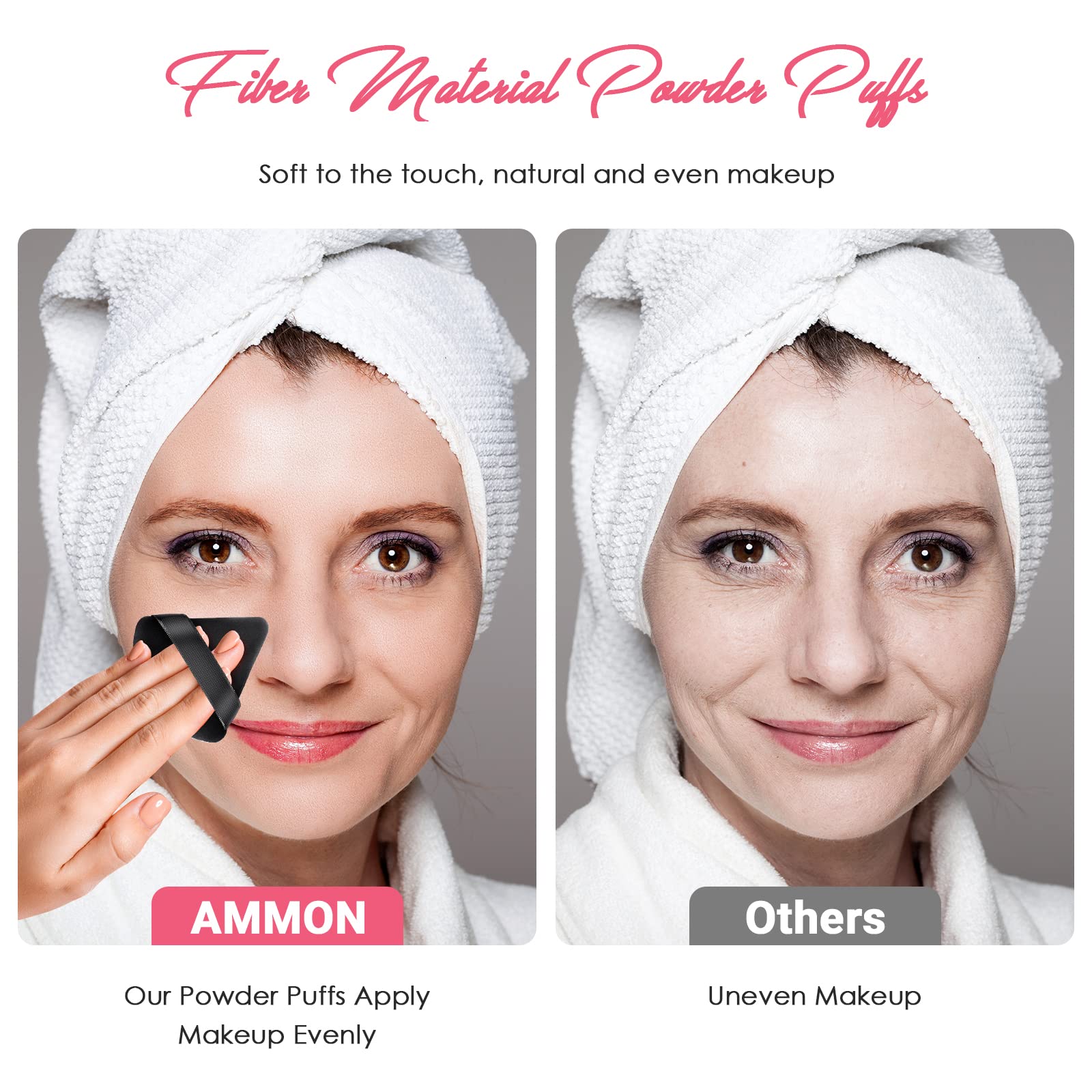 AMMON 4 Pieces Powder Puff,Triangle Soft Makeup Powder Puff,Face Makeup Sponge Puff Velour Makeup Puff for Loose Mineral Powder Cosmetic (Black)