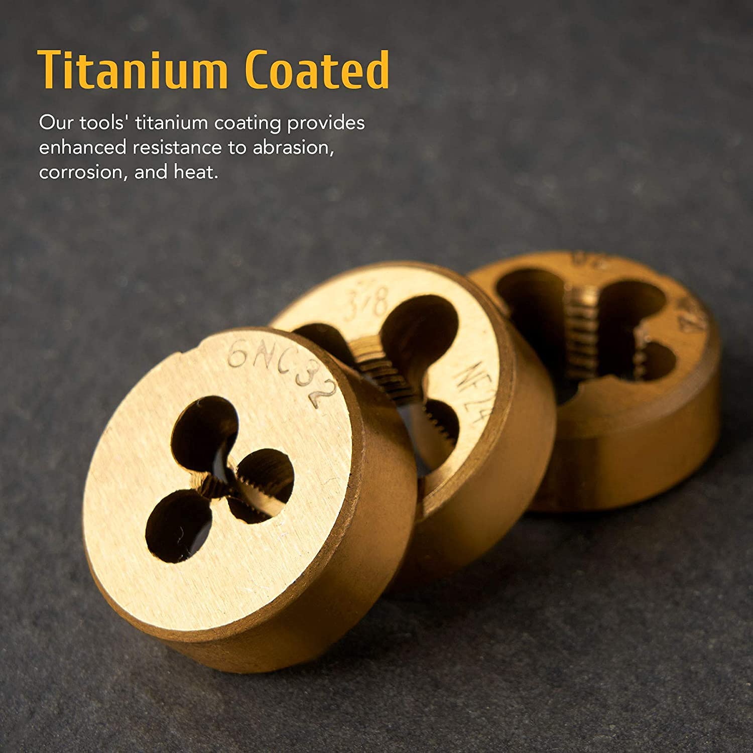 80pc Titanium Coated Tap and Die Set in SAE and Metric Sizes | Titanium Steel Metric and Standard Tap Set and Die Tool Set for Internal and External Threading