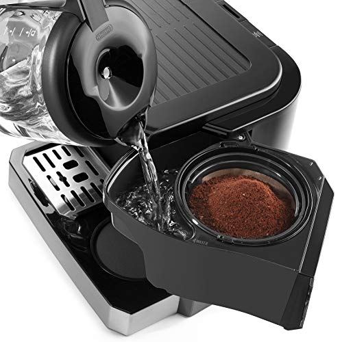 De'Longhi All-in-One Combination Coffee Maker & Espresso Machine + Advanced Adjustable Milk Frother, black & 513214601 Cappuccino Glasses, 270 milliliters