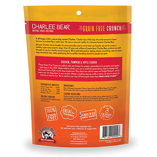 Charlee Bear Crunch Chicken, Pumpkin & Apple Flavor Dog Treat and Snack (3 Pack) 8 oz Each