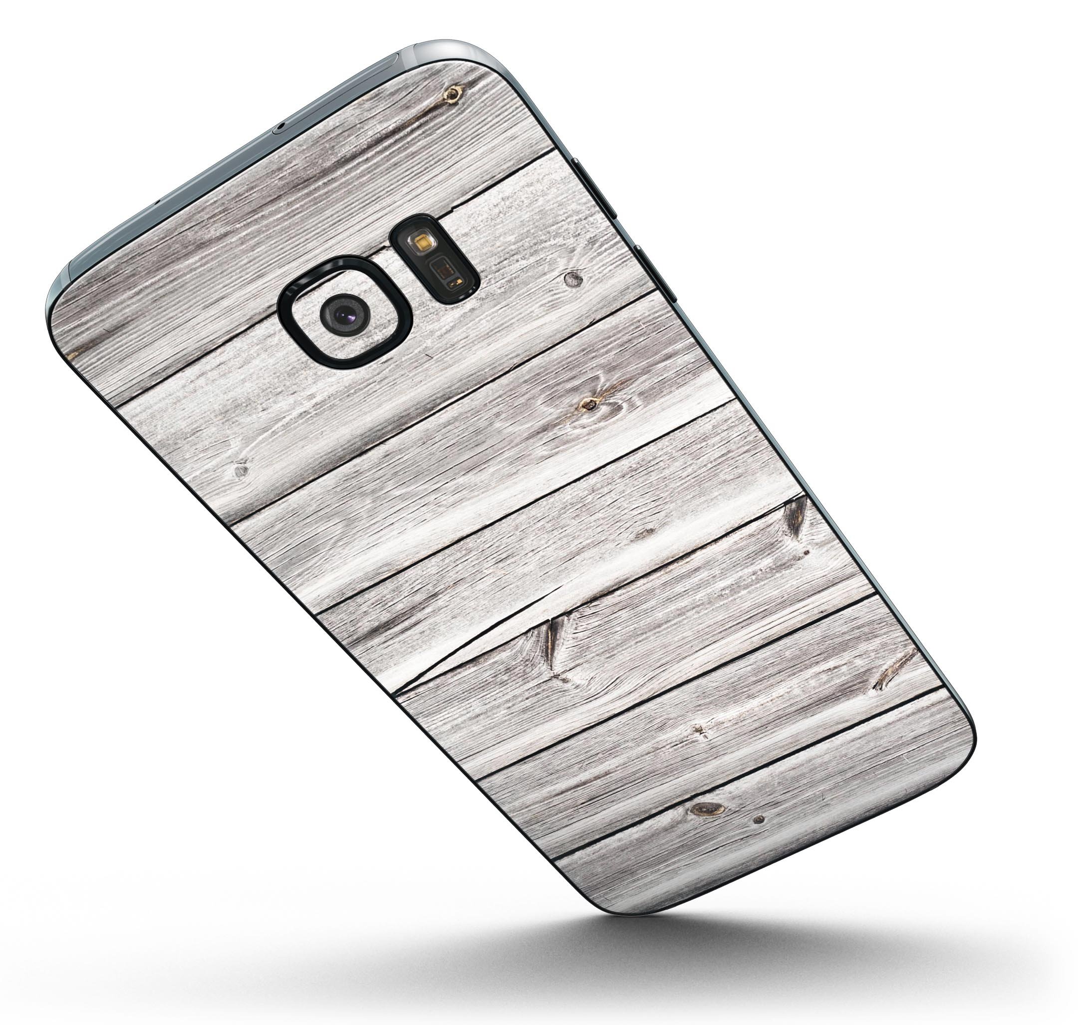 Design Skinz Design Skinz Aged White Wood Planks Full-Body Wrap Decal Skin-Kit for The Galaxy S7 Edge