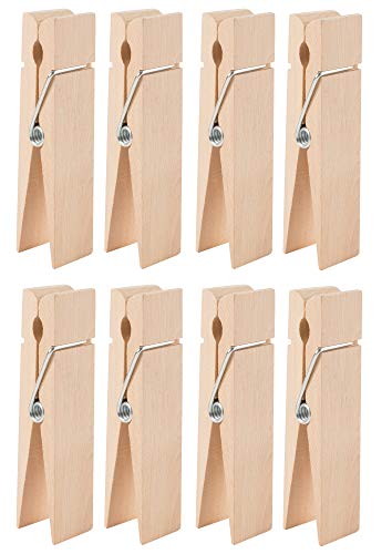 Jumbo Wooden Clothespins for Crafts (6 x 1.38 x 1.2 in, 8-Pack)