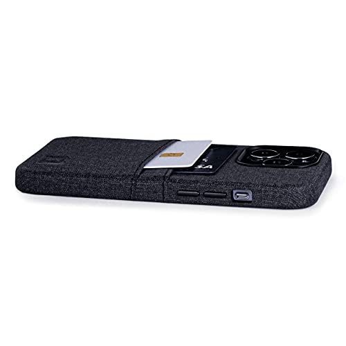 Dockem Wallet Case for iPhone 13 Pro with Built-in Metal Plate for Magnetic Mounting & 2 Credit Card Holder Pockets: Luxe M2, Canvas Style Synthetic Leather (6.1" iPhone 13 Pro, Black)