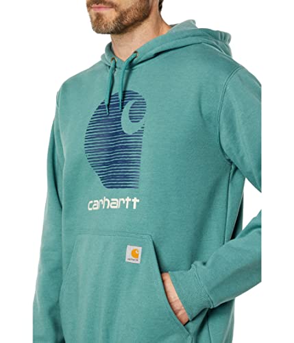 Carhartt Men's Rain Defender Loose Fit Midweight C Logo Graphic Sweatshirt, Slate Green Heather, Large