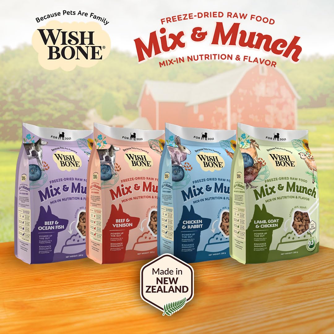 Wishbone Mix & Munch Raw Freeze-Dried Grain-Free Beef and Venison for Dogs 350g