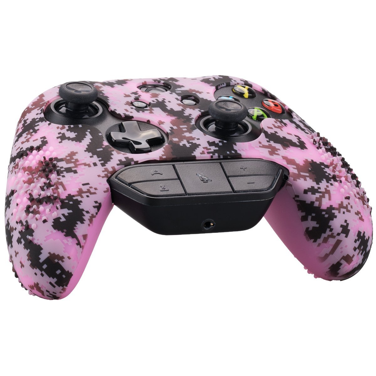 9CDeer 1 Piece of Studded Protective Customize Digital Camo Silicone Cover Skin Sleeve Case 8 Thumb Grips Analog Caps for Xbox One/S/X Controller Pink Compatible with Official Stereo Headset Adapte