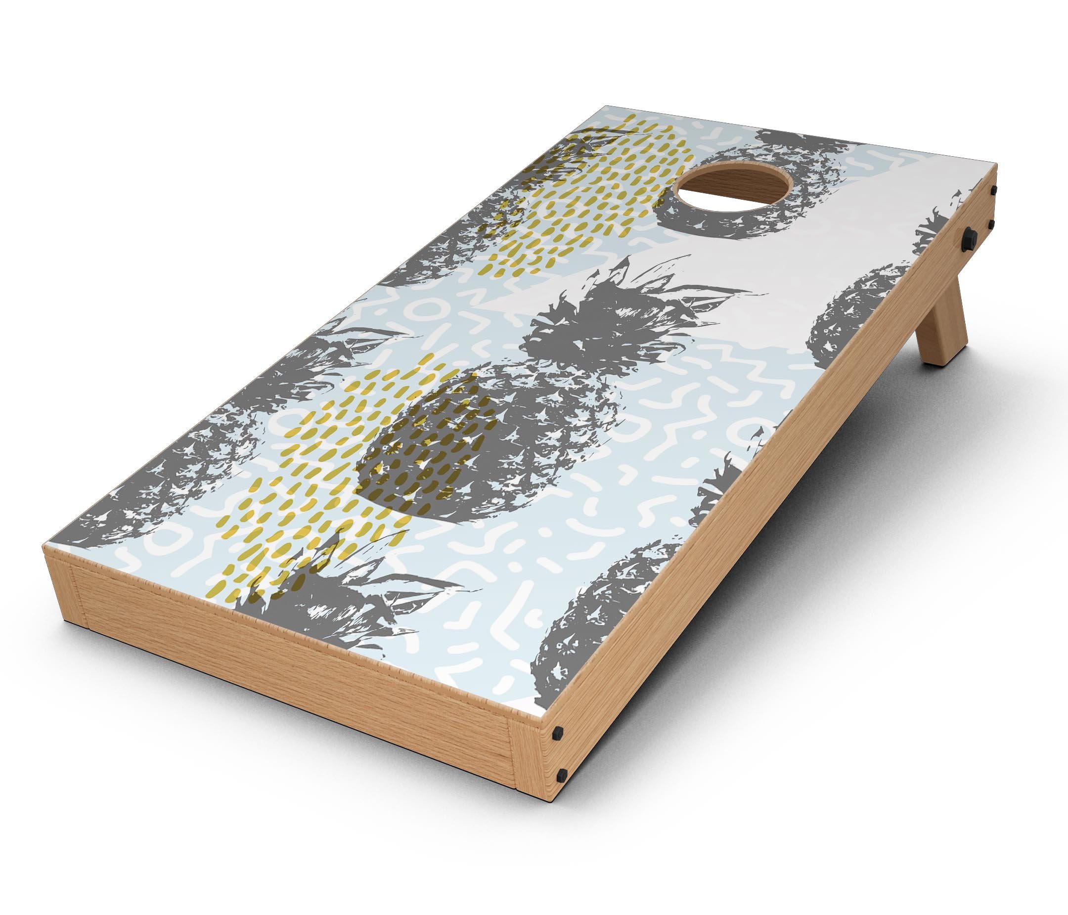 Design Skinz Summer Tropical Skin Set for Cornhole (Skin Only) - Retro Summer Pineapple v5