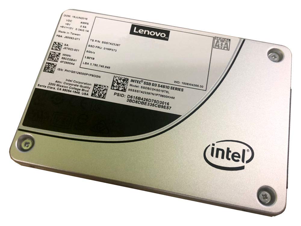 Lenovo 4XB7A13636 ThinkSystem 2.5" Intel S4610 1.92TB Mainstream SATA 6Gb Hot Swap SSD