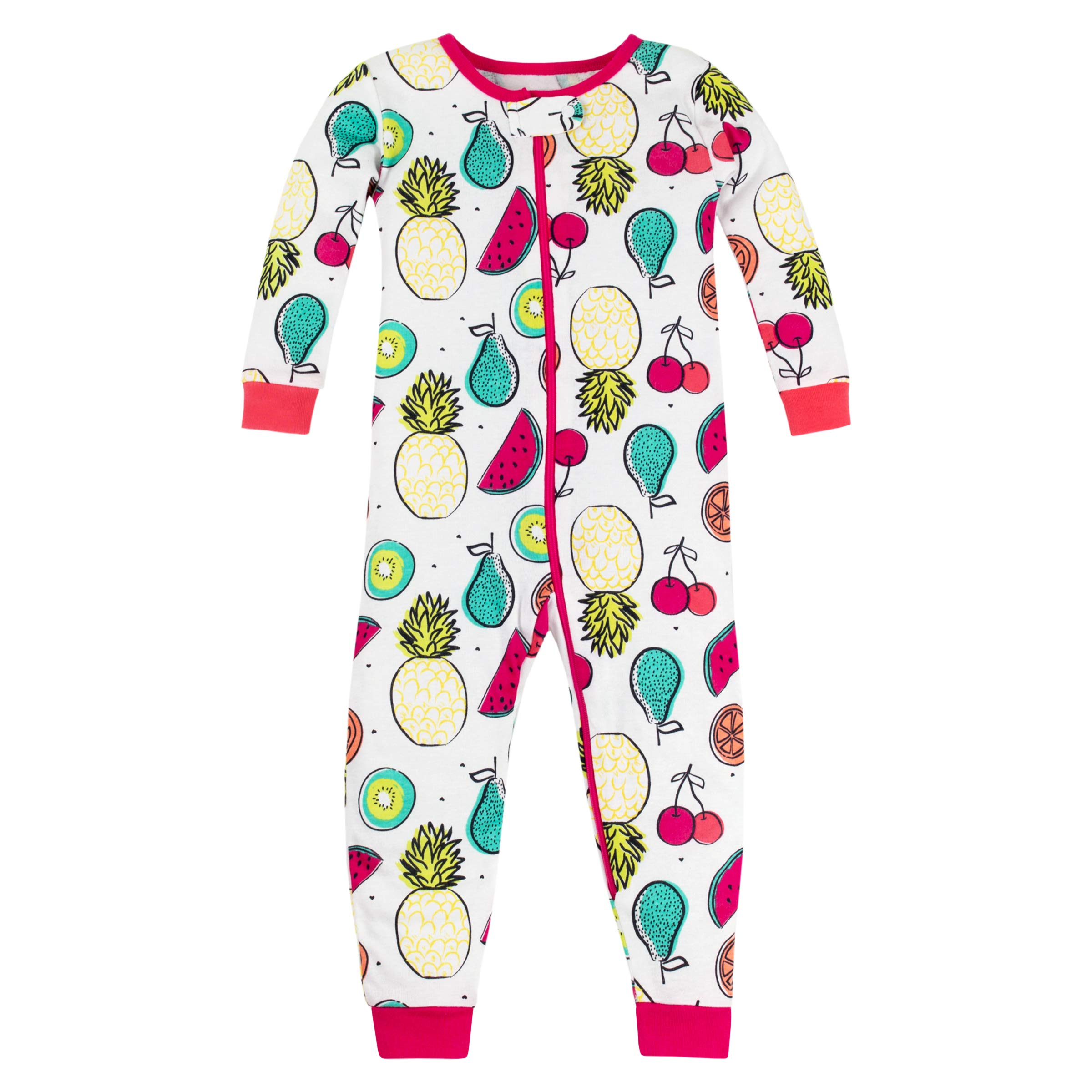 Lamaze Organic Baby Girls Stretchie One Piece Sleepwear, Baby and Toddler, Zipper, Pink Fruit, 9 Months