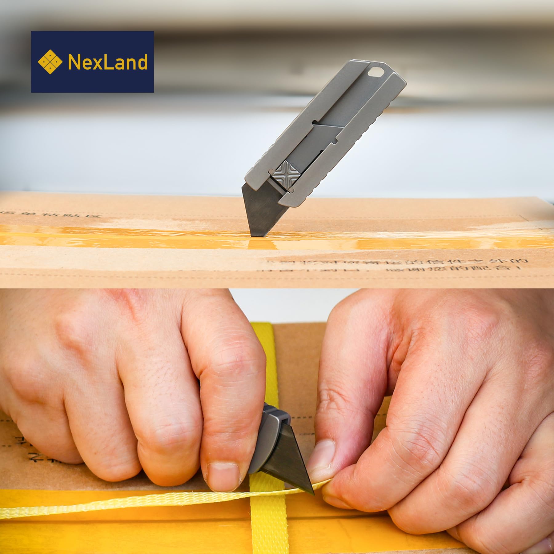 NexLand S01-T06 Sliding Utility Knife Titanium Construction with Black Ceramic Blade Razor Sharp for EDC 1pc