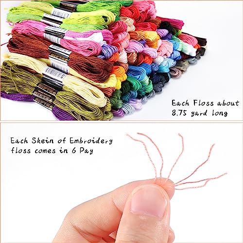 Caydo 100 Colors Embroidery Floss and 12 Skeins Variegated & 10 Skeins White & 10 Skeins Black Color and 10 PCS Floss Bobbins for Friendship Bracelet Strings Kits, Cross Stitch Sewing Crafts