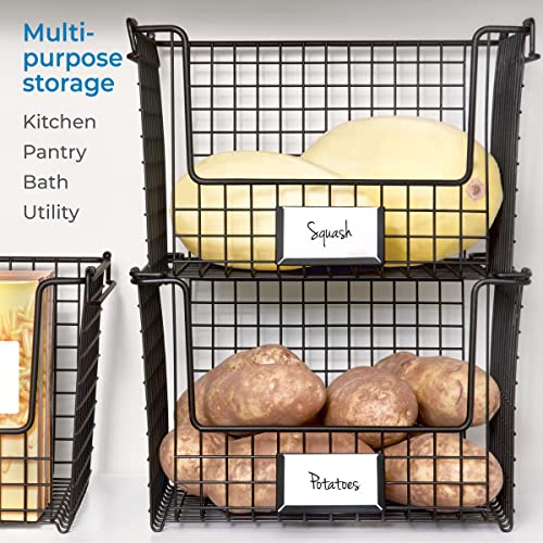 iDesign Classico Storage Basket with Handles for Pantry, Kitchen, Bathroom, Countertop, and Desk Organization, 12" x 10" x 7.75", Stackable-Large
