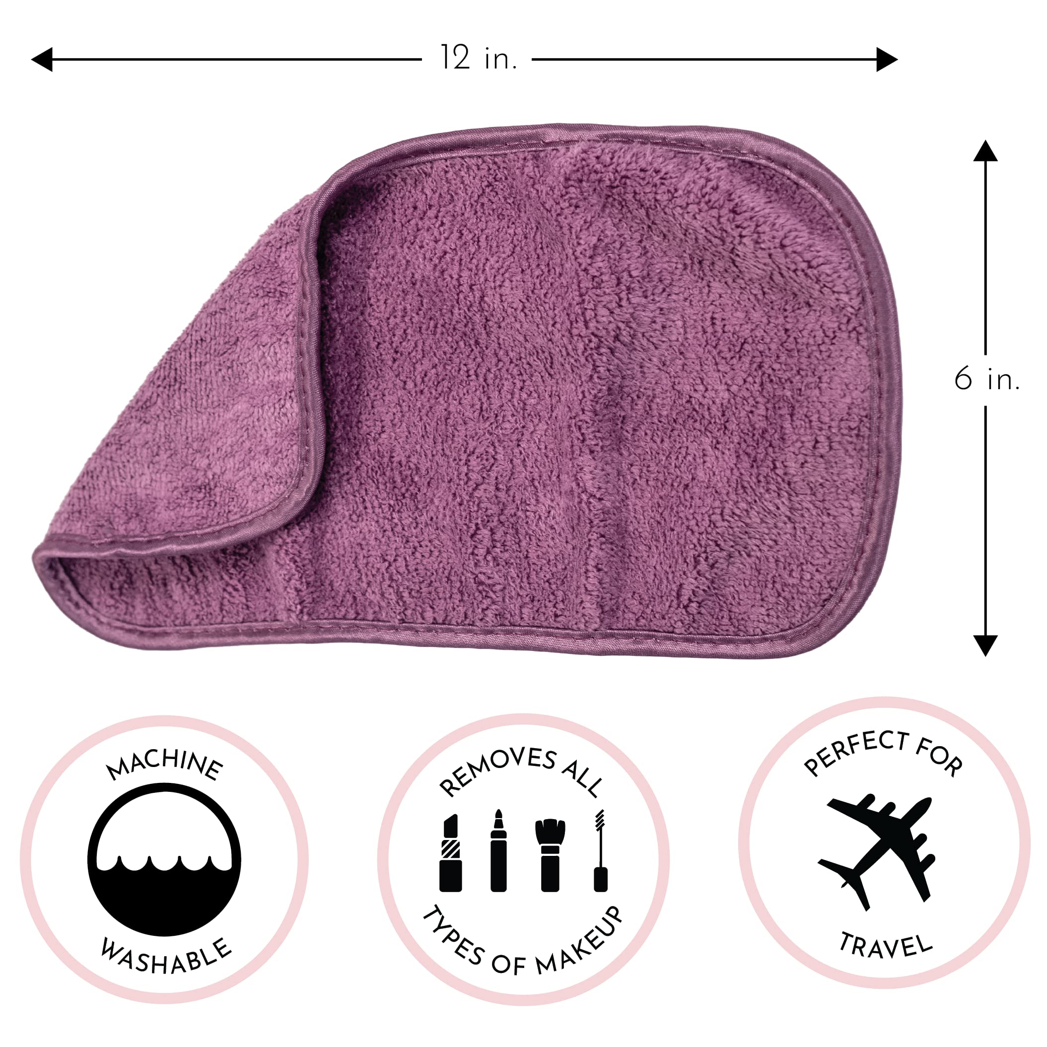 S&T INC. Reusable Makeup Remover Wipes, Microfiber Face Cloths for Washing Makeup and Oil from Skin, Travel Essentials, Assorted Solids, 6 Inch x 12 Inch, 5 Pack