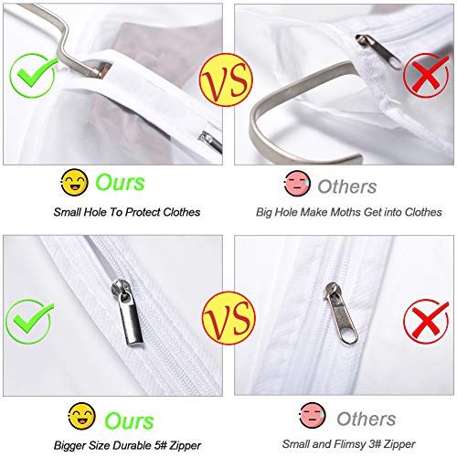 Hanging Garment Bags Cover 24''X48'' Lightweight Clear White Suit Protector Cover (Pack of 6) with Study Full Zipper for Suit Clothes Storage Closet (24''X48'', White)