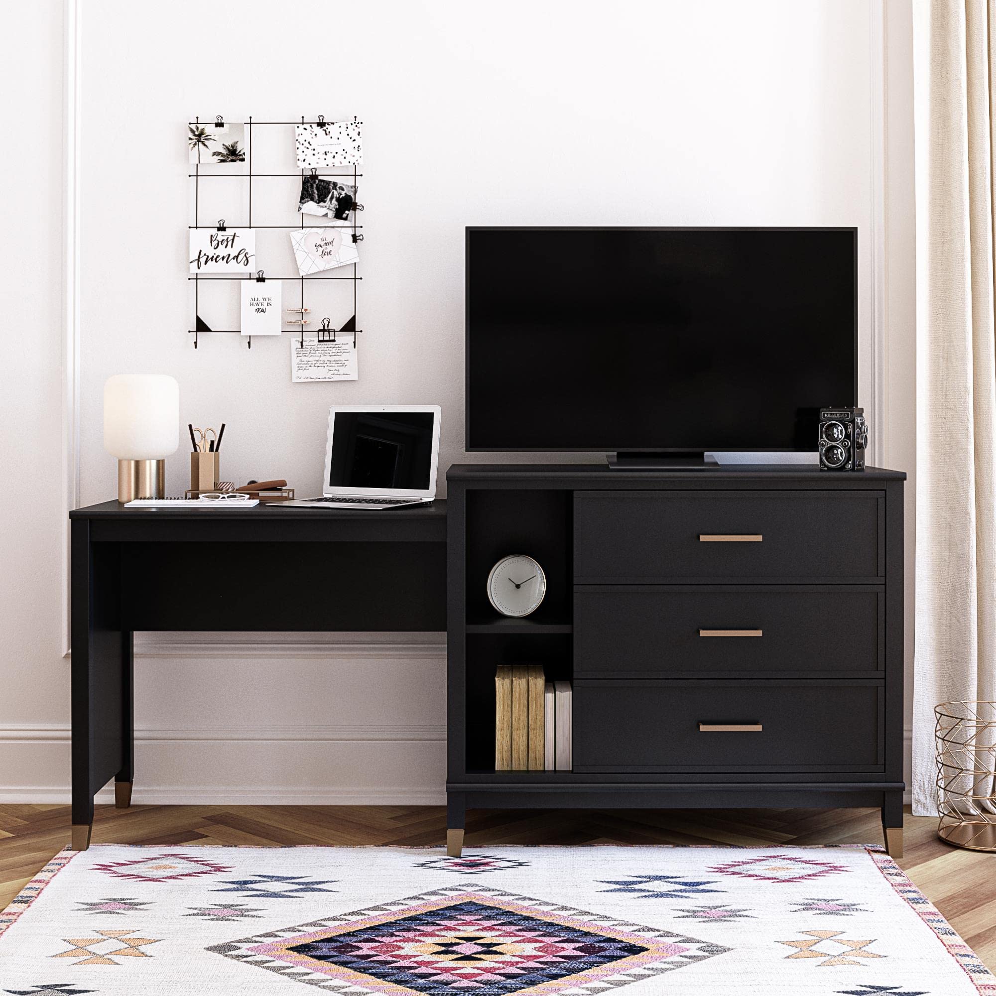 CosmoLiving by Cosmopolitan Westerleigh 3-in-1 Media Dresser, Black