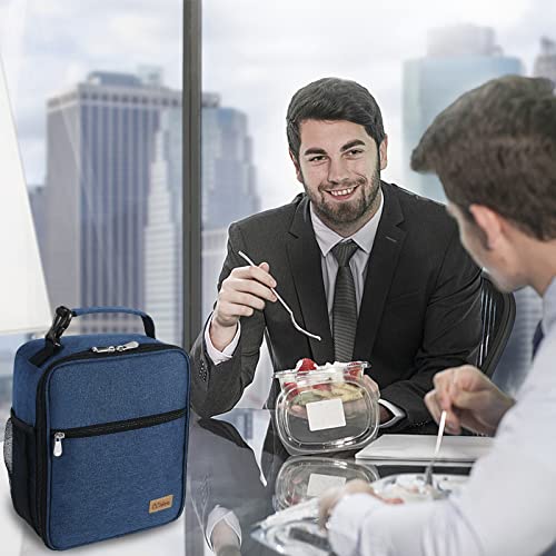 CCidea Lunch Box for Men Women Adults, Portable Insulated Lunch Bag for Office Work Picnic, Reusable Small Bento Lunch Box (Dark Blue)