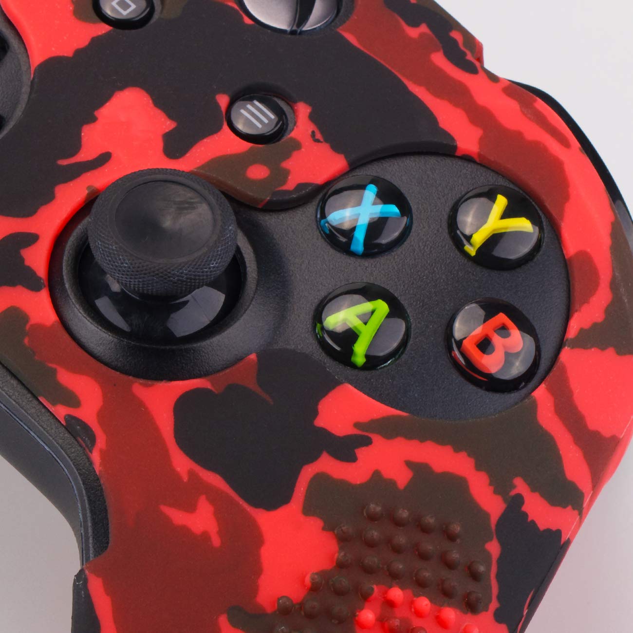 9CDeer Studded Protective Customize Transfer Printing Silicone Cover Skin Sleeve Case + 8 Thumb Grips Analog Caps for Xbox One/S/X Controller Camouflage Red Compatible with Official Stereo Headset
