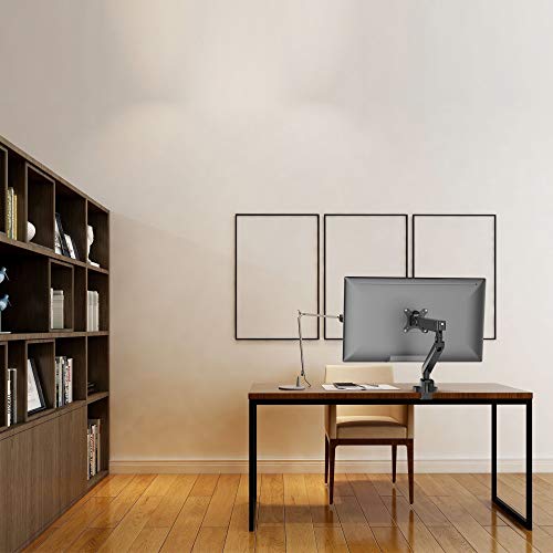 SIIG Aluminum Mechanical Single Monitor Arm Mount - Height Adjustable Desk Mount for 17in to 32in Screens - 17.6lbs Max VESA 75x75mm 100x100mm, Black