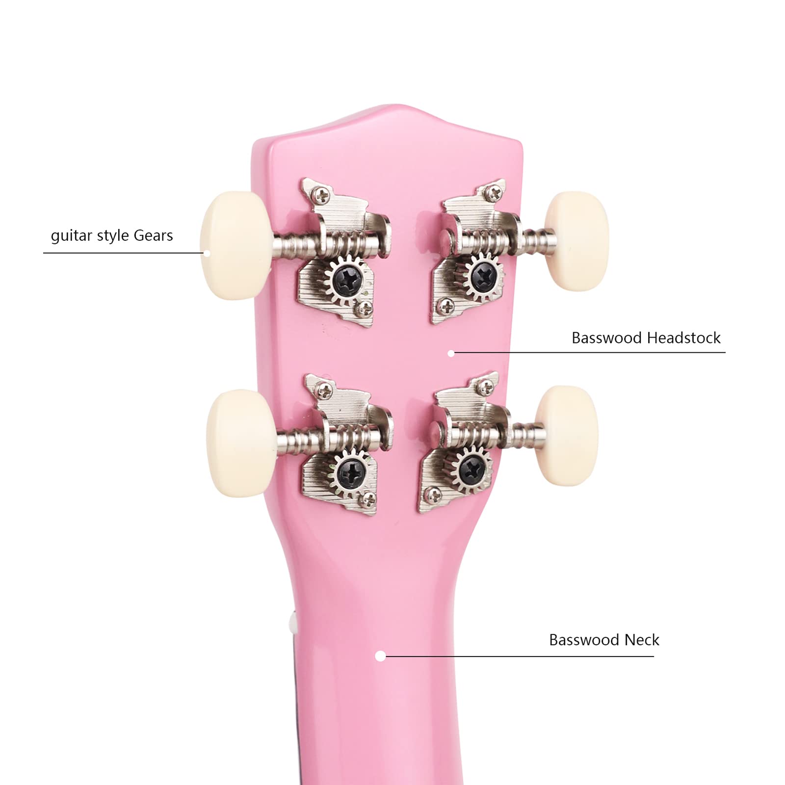 Trendy Soprano Ukulele for Beginners 21 Inch Hawaiian Wood Ukelele for Adult Student Starter (Pink)