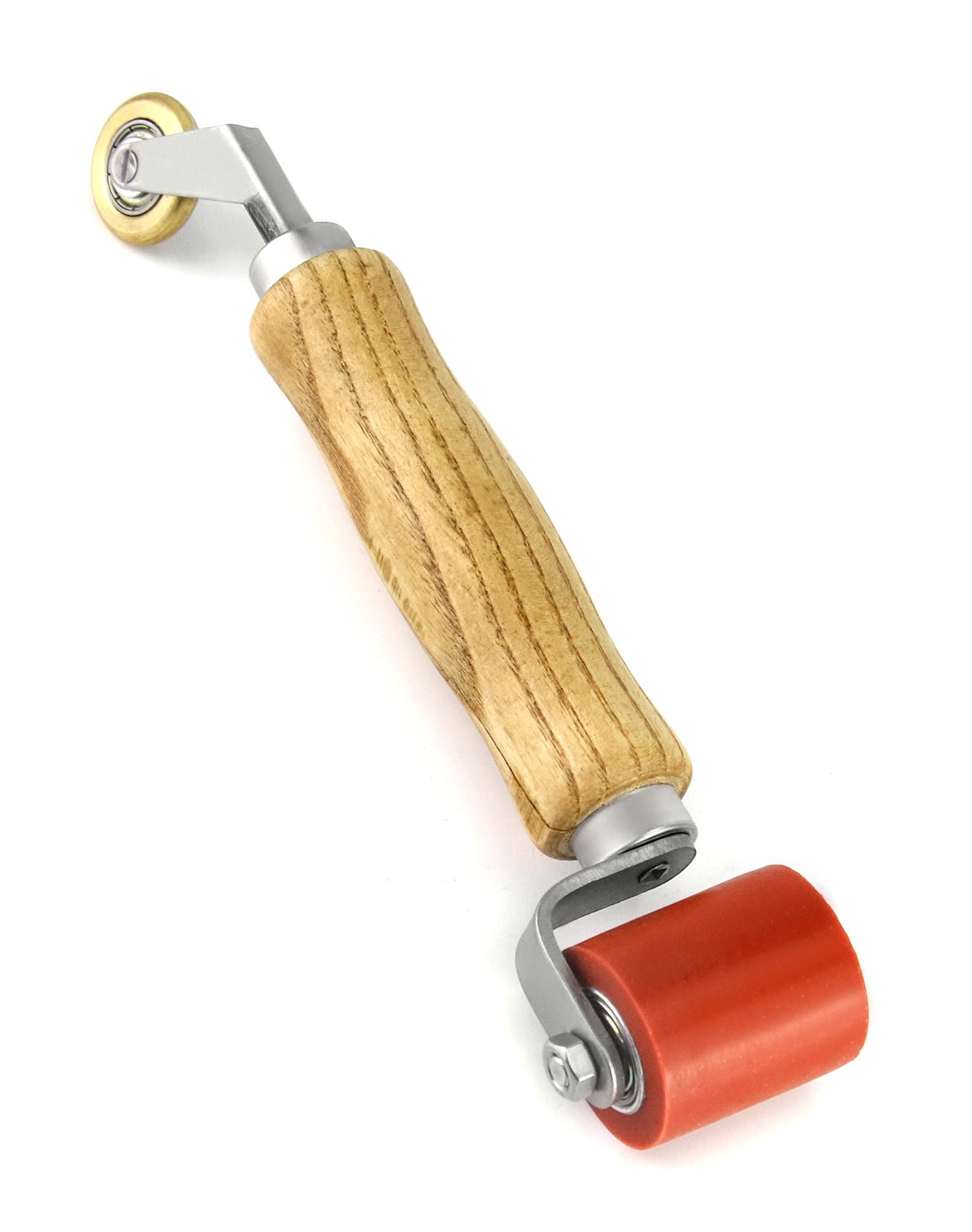 QWORK Seam Roller, 40mm Silicone Seam Roller with 6mm Brass Detail Penny Roller, Smoothing Seam Roller Tool for PVC/TPO/EPDM Single Ply Roofing Tape