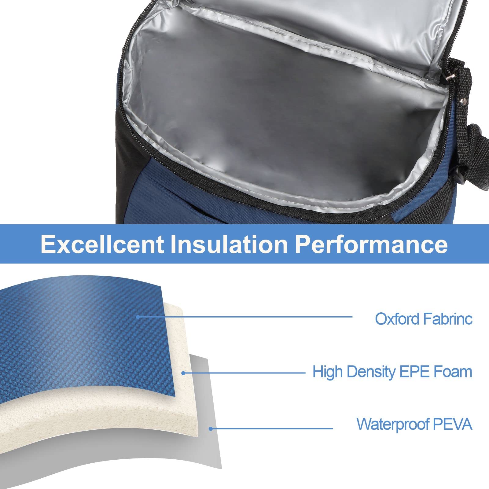 AIRBUYW Lunch Cooler bag, 12 Can Insulated Heat Sealed PEVA Lining Reusable Cooler For Men Women Work Adult
