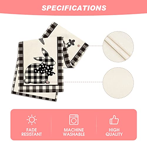 Artoid Mode Buffalo Plaid Rabbit Carrots Easter Table Runner, Spring Summer Seasonal Holiday Kitchen Dining Table Decoration for Indoor Outdoor Home Party Decor 13 x 72 Inch