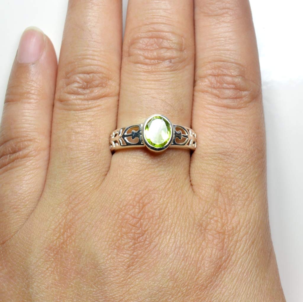 55Carat Natural Peridot Ring 925 Sterling Silver Oval Cut August Birthstone Bezel Style Jewelry Size 4-13