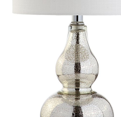 JONATHAN Y JYL1028C Anya 20.5" Mini Glass LED Table Lamp, Transitional, Glam, Midcentury, Modern, Elegant, Office, Living Room, Family Room, Dining Room, Bedroom, Hallway, Foyer, Silver