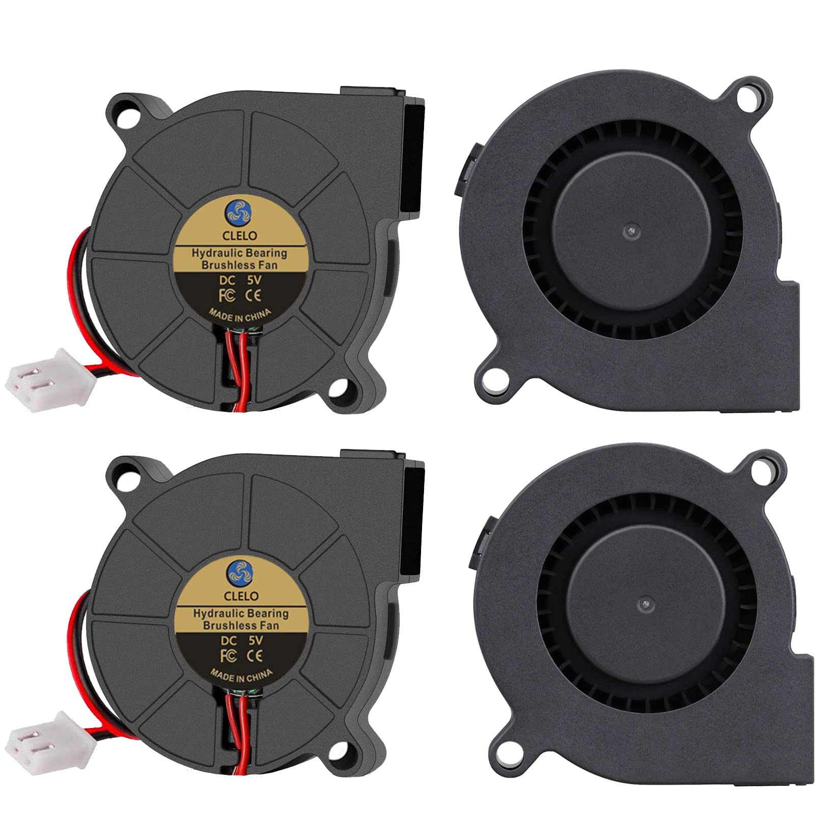 5015 Fan 24V 4 Pack 50mm Blower Fan Hydraulic Bearing Brushless Quiet Cooling Fans for 3D Printer and Other Small Appliances Replacement, 50mmx50mmx15mm 2PIN