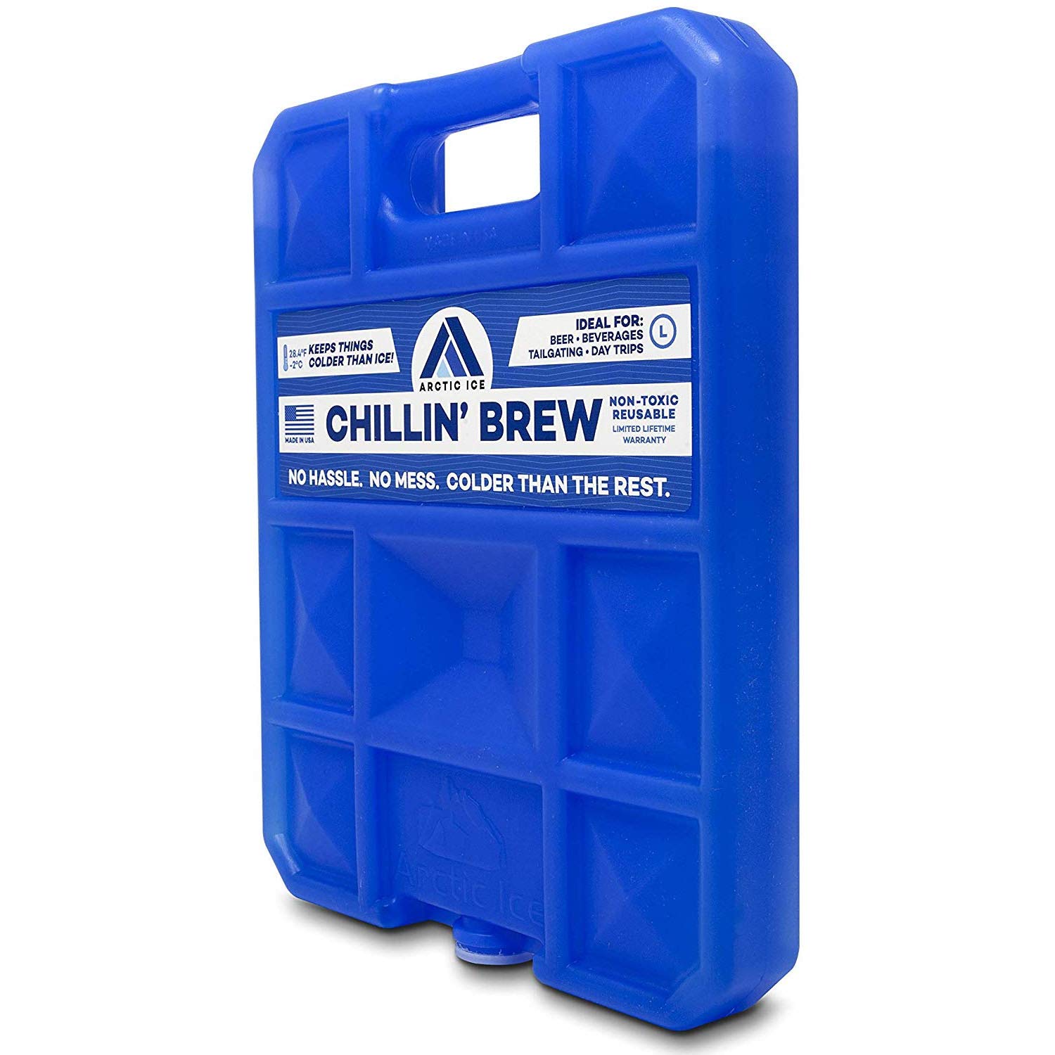 Arctic Ice Chillin' Brew Series Long Lasting High Performance Ice Pack for Beer, Beverages, Tailgating, Day Trips and More - Freezes at 28 Degrees (2-Pack) (Large 2.5 LB)