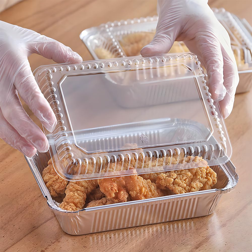 Bluesky Aluminum Pans with Plastic Lids-(Pack of 20) -Perfect for Meal Prep, Baking, 1.5 lb, Silver & Clear