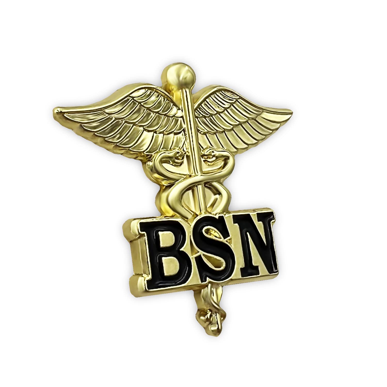 Bachelor of Science in Nursing Emblem Lapel Pin - Letters on Caduceus Brooch - BSN Medical Ceremonie Clip (BSN)