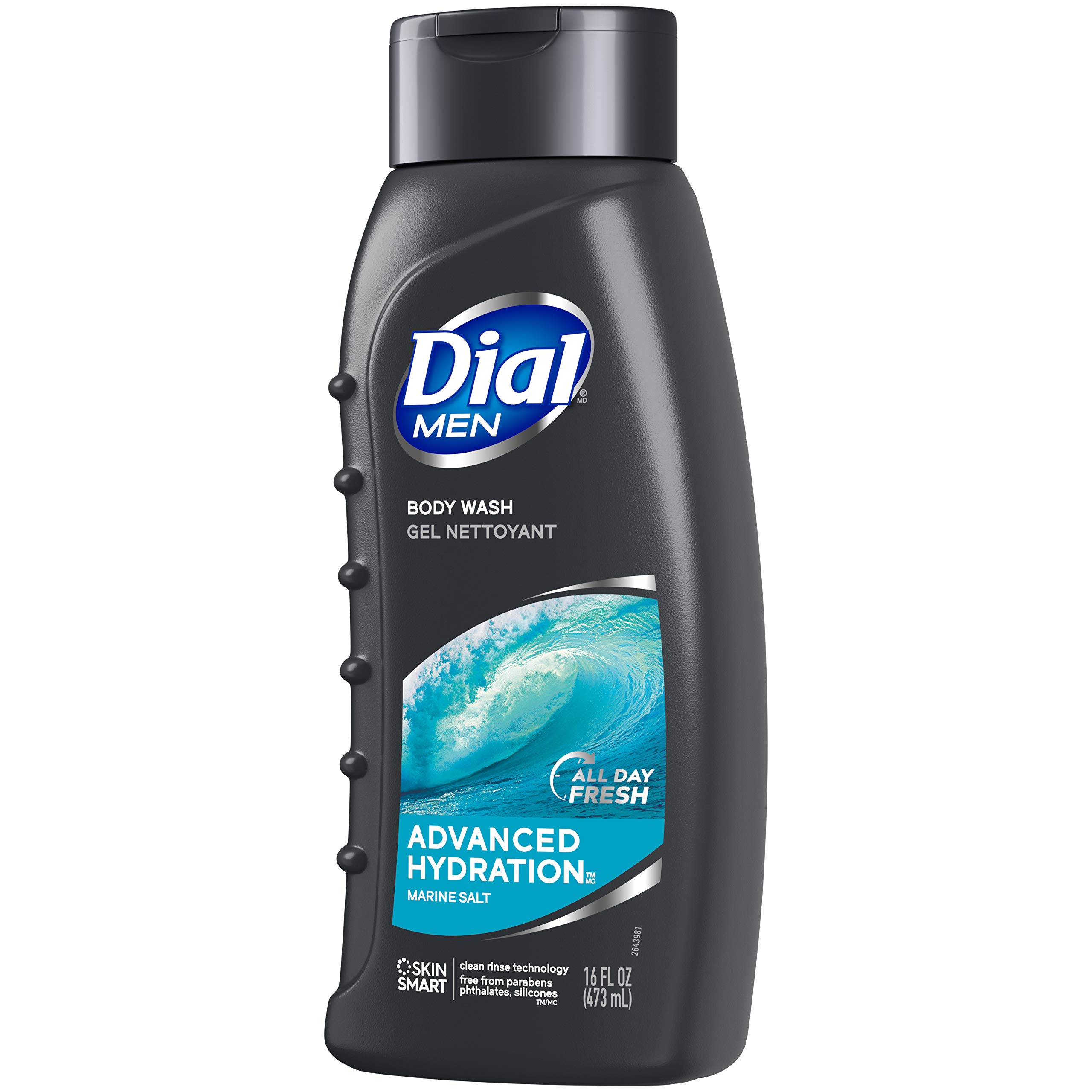 Dial Men Body Wash, Advanced Hydration, 16 fl oz (Pack of 6)