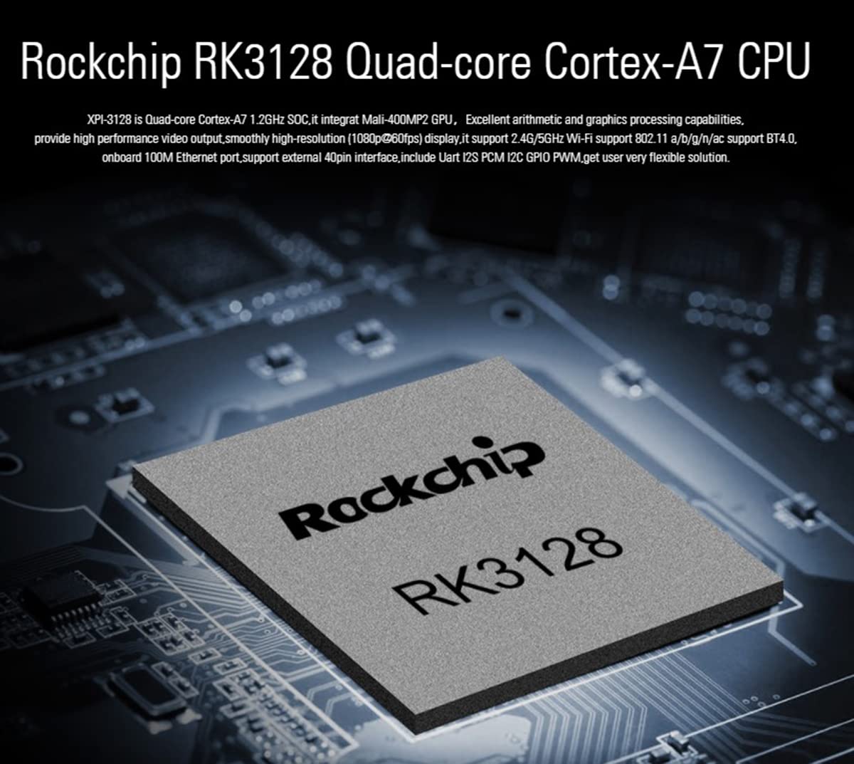 Geniatech XPI-3128 Single Board Computer, Embedded Computer Module, Development Board, Rockchip RK3128 Quad Core Cortex-A7 8GB WiFi, Card-sized High Performance Board