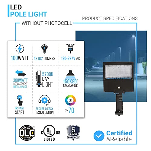 LEDMyplace LED Pole Light 100W 5700K Universal Mount Bronze AC120-277V