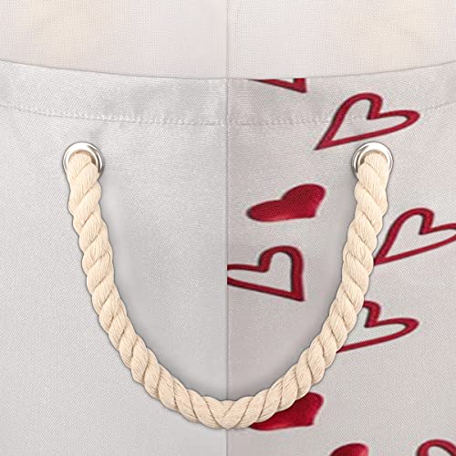 Heart Shape Large Round Baskets for Storage Laundry Baskets with Handles Blanket Storage Basket for Bathroom Shelves Bins for Organizing Nursery Hamper Girl Boy