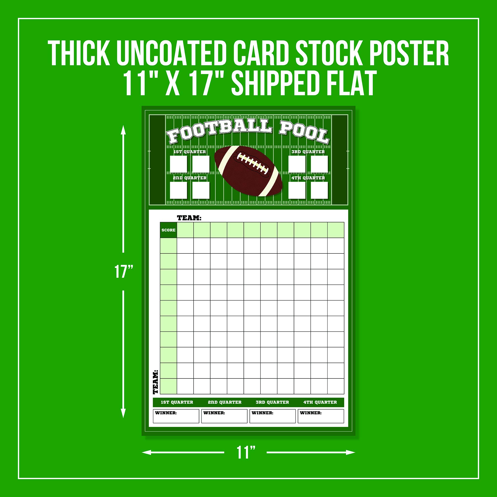 Football Big Game Betting Pool Box Squares Scoreboard Bowl Office Party Game Supplies Decorations (1-11x17" Game)