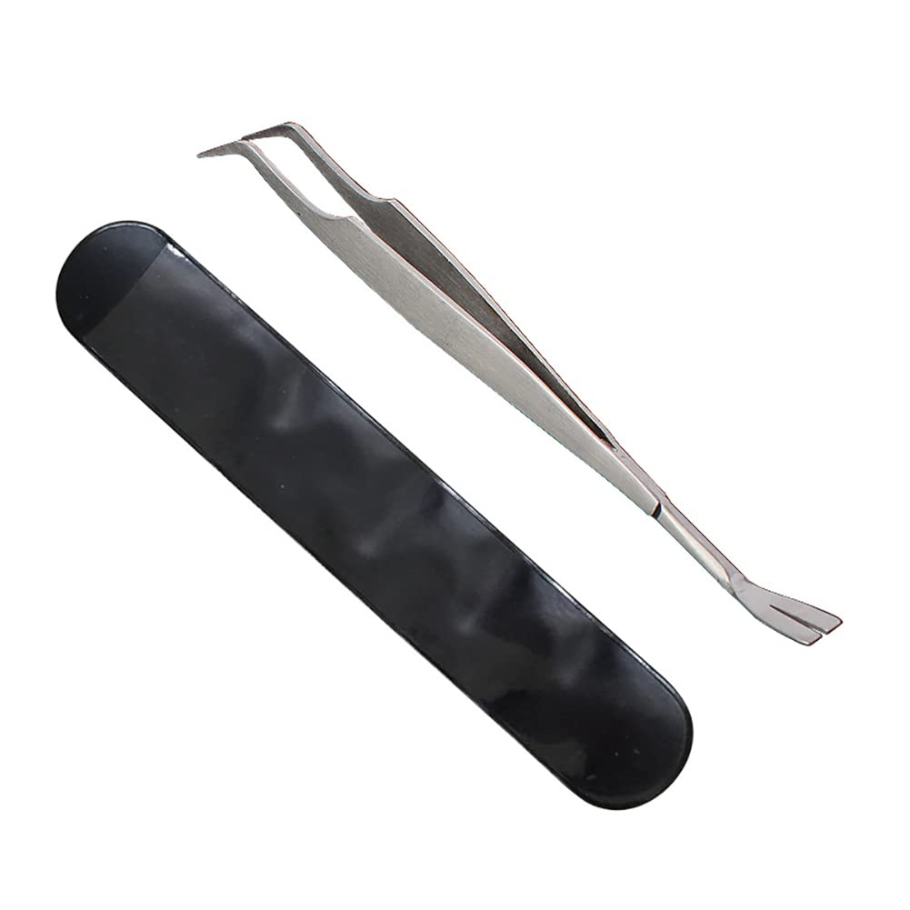 ccHuDE 2 Pcs Stainless Steel Tick Tweezers Dual Tipped Tick Remover Tool First Aid Tweezers Tick Killer Tweezer for Human Dogs Cats
