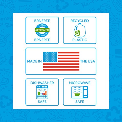 Re-Play Made in USA Large, Deep Walled Divided Plates for Kids, Set of 3 - Reusable 3 Compartment Plates, Dishwasher and Microwave Safe - 9" x 7.5" x 1.25" Divided Trays, True Blue
