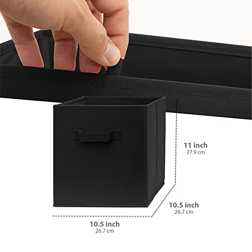 Pomatree Storage Cubes - 11 inch Cube Storage Bins (9 Pack) | Foldable Cubby Organizer Bin for Closet, Clothes and Toys | 2 Reinforced Handles | Fabric Basket Bin (Black)