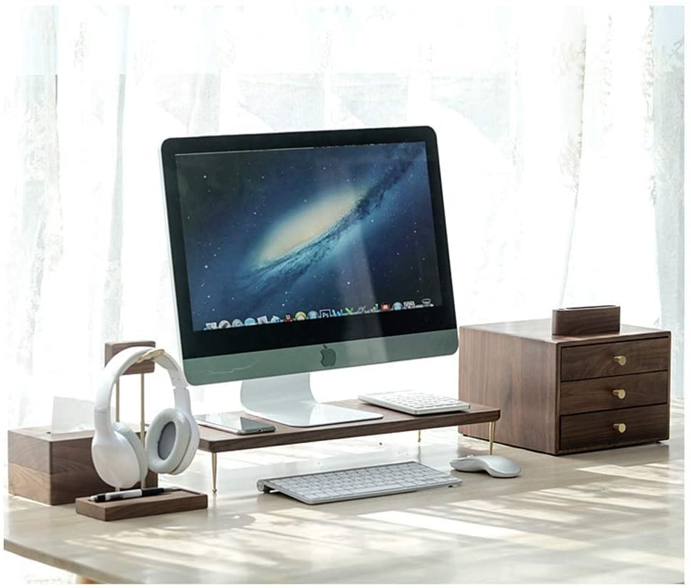 ANIIC Headset Stand Black Walnut Wooden Headphone Stand Brass Creative Headphone Shelf Bracket Headset Stand Headphone Holder Earphone Rack Headphone Stand ( Color : B-without USB )