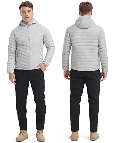 CAMELSPORTS Men's Winter Hooded Down Jacket with Thermal Heat Reflective Lining Lightweight Packable For Hiking