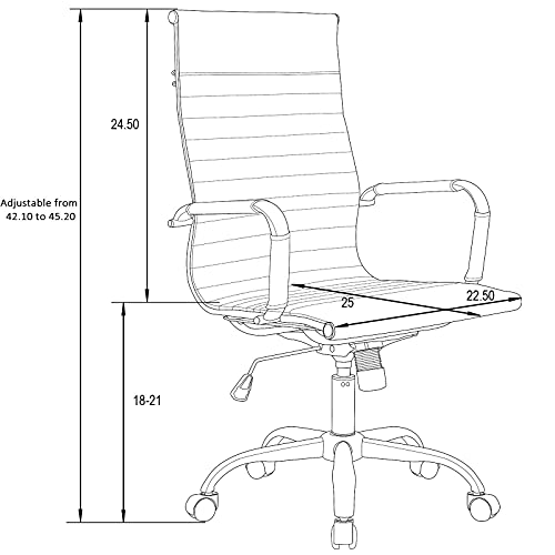 LeisureMod Harris Modern Adjustable Office Executive Swivel Chair Leatherette High-Back Task Office Chair (Tan)